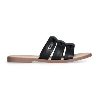Liu Jo Schwarze flache Sandalen mit Saffiano-Druck - - Shoes - Damen - Schwarzk - 40 EU