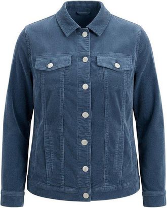 Ulla Popken Jeansjacke Cordjacke Knopfleiste Hemdkragen Langarm