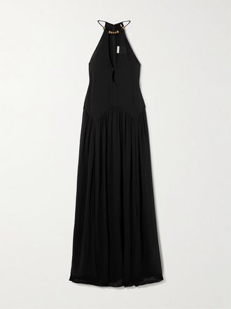 Isabel Marant Alviali Maxikleid Aus Seiden-georgette Mit Cut-out Und Verzierungen - Schwarz