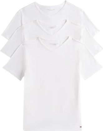 Tommy Hilfiger T-Shirts Manches Courtes Lot de 3 Homme Stretch Col en V, Blanc (White/White/White), XXL