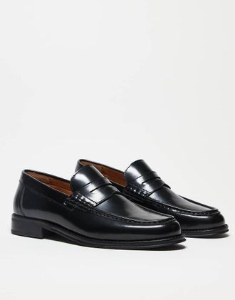 Asos Penny-Loafer aus Leder in Schwarz
