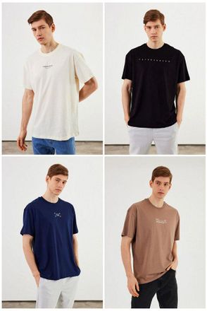Comeor Oversize-Shirt Herren T-Shirt: Trendige Urban Streetwear f&uuml;r l&auml;ssige Styles (4-tlg) mit individuellem Print