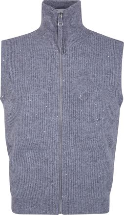 Seventy Sweater Vest Zipped Zipped Gilet With Pailletes