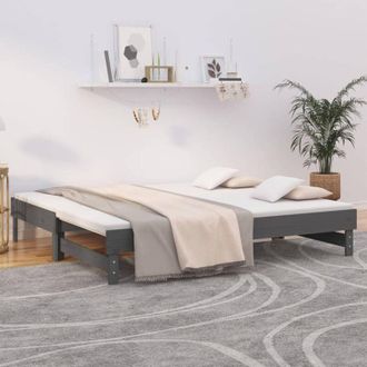 vidaXL Tagesbett Ausziehbar Grau 2x(90x190) cm Massivholz Kiefer Vidaxl