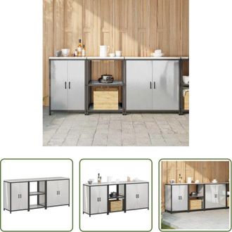 vidaXL Edelstahlregal - Aufbewahrungsset f&uuml;r die K&uuml;che mit Regal 3 pcs Silber Edelstahl