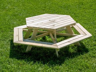 Pinolino Pinolino Kindersitzgarnitur, 6 Eck, Garten, Outdoor, stabil, Platz für viele Kinder, zur einfachen Selbstmontage