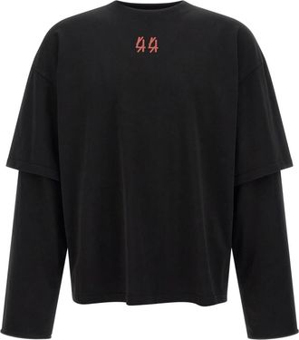 44 Label Group T-shirt Manches Longues Classique Double - Homme - Tops - Noir - Taille: M