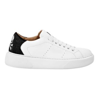 Philipp Plein Femme, Chaussures, Blanc, Taille: 41 EU Leather Lo-Top Baskets Skull