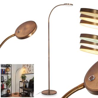 HOFSTEIN LED Stehleuchte Haltia, dimmbare Stehlampe aus Metall/Glas in Bronze/Wei&szlig;, 900 Lumen, 2700-4000 Kelvin (Change), LED 12 Watt (inkl.), verstellbare Leu