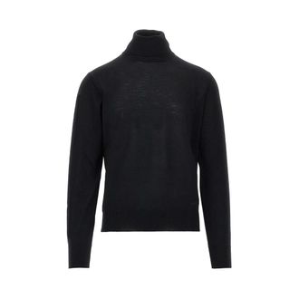 Emporio Armani Col roul&eacute; en laine vierge avec broderie aigle - Femme - Pulls - Noir - Taille: 42 FR