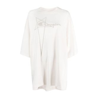 Rick Owens Logo-Embossed Oversized Baumwoll-T-Shirt - - Tops - Damen - Wei&szlig; - S