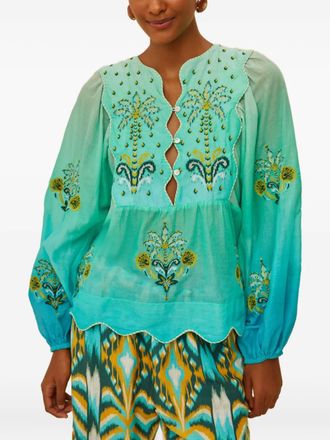 Farm Rio Oberteil mit Palmenstickerei - Grün