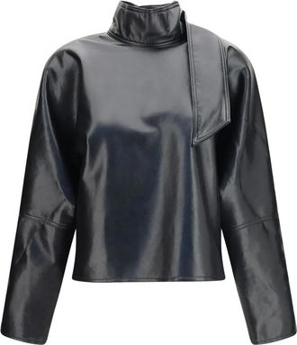 A Gold E Kembra Top en Cuir - Femme - Tops - Noir - Taille: 38 FR