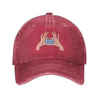 Generic Tenir lamour dans Ses Mains Drapeau De La Gr&egrave;ce Femme Homme Chapeau L&eacute;ger Casquette Trucker Anti-Soleil Chapeau De Cowboy pour Randonn&eacute;e Toutes Les Sa