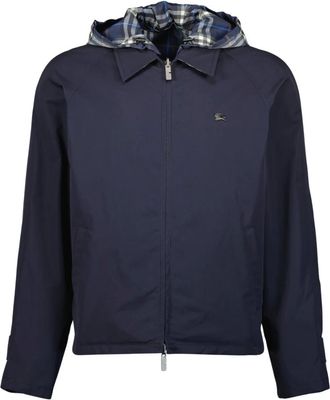 Burberry Homme, Vestes, Bleu, Taille: L Reversible Check Cotton Jacket