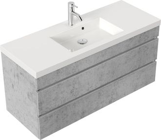 Magnolia Home Badm&ouml;bel Geneva 120 SoftClose mit grifflosen Schubladen Farbe Beton