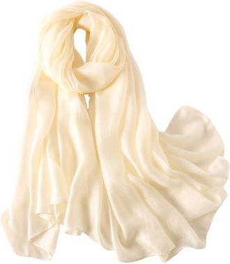 Alexis Leroy &Eacute;charpe Femme Simili-Soie 180x95cm Rectangulaire Uni Multifonction Col/Ch&acirc;le Beige