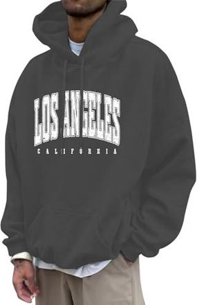 Generic Sweat &agrave; capuche Los Angeles California pour homme - Imprim&eacute; graphique vintage - En coton - Manches longues - Pour homme - Cordon de serrage - Sportif 