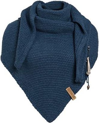 Knit Factory Coco Châle Tricoté - Foulard Triangle - Foulard femme pour lautomne et lhiver - Écharpe Femme - Châle Femme - 100% Fabriqué en Europe - Jeans - 190x85