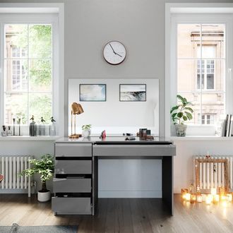 Vicco Schminktisch Grau Sherry 120x75x55 cm - Kosmetiktisch, 5 Schubladen für unterschiedliche Aufbewahrungsbedürfnisse