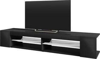 Selsey Mitchell - TV-Lowboard Schwarz Matt/Schwarz Hochglanz 180 cm breit mit LED