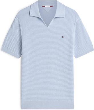 Tommy Hilfiger Strick-Poloshirt mit Waffelstruktur und Jonny-Kragen, Regular Fit in
