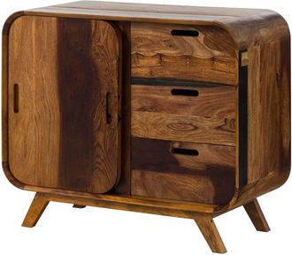 Massivmoebel24 Sideboard Sheesham 90x40x75 dunkelbraun lackiert MAILAND 200