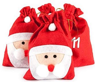 Pajoma XXL Adventskalender zum Befüllen Nikolaus Design | 24 große Stoffbeutel aus Filz mit Zahlen & Zugband| Deko & Geschenkidee für Adventszeit