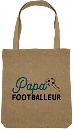 Fabulous Sac Shopping Tote Bag Aspect Lin - Papa Footballeur Sport Football Ballon P&egrave;re - Sac de Courses Toile Epaisse 360g Beige Naturel Cabas Port&eacute; Epaule So