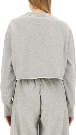 Stella McCartney Cropped Logo Cotton Sweatshirt - Gray