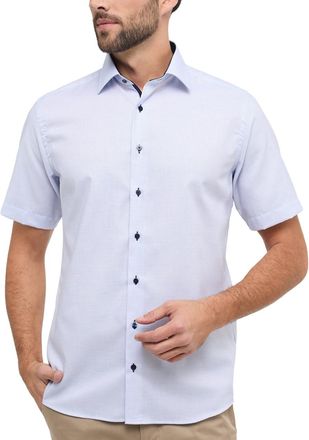 Eterna Kurzarm Hemd Modern Fit Fantasiebindung Strukturiert- Gr. W 45, Hellblau