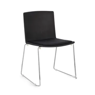 BIZZOTTO Bizzotto - Sedia Giulia Con Seduta In Plastica, Per Arredo Interno 43,5 X 50 X H 79 Cm -cromo / Nero / Confezione Da 4 Pezzi