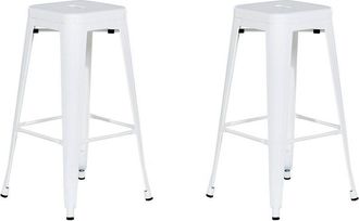 Beliani Lot 2 Chaises Tabourets de Bar Industriels en Acier Blanc 76 cm Empilables et Pratiques pour Cuisine ou Salle à Manger au Design Moderne Beliani