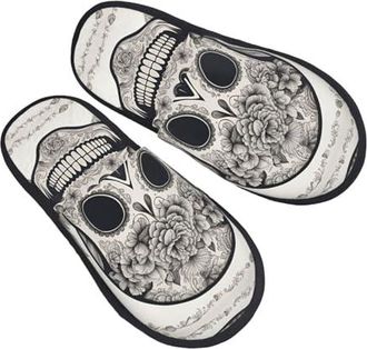 Generic Pantoufles Moelleuses Impression De Cr&acirc;nes Mexicains Chausson Respirantes Hiver Chaussons Pour Homme Ext&eacute;rieur Chambre M