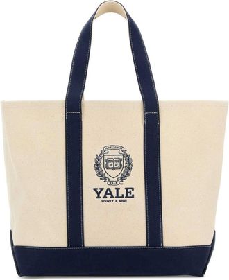 Sporty & Rich Homme, Sacs, Beige, Taille: ONE Size Yale Crest Tote