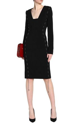 Antonio Berardi cord detail black knee-length pencil dress Size S