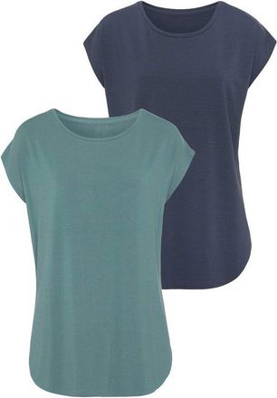 Lascana Longshirt mit stark gerundetem Saum (2er-Pack) aus weichem Viskose-Stretch