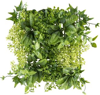 Creativ Home Künstliche Blätter-Mix Wandmatte, 25x25cm. Wandbegrünung Living Wall Blätterwand Pflanzenwand Wanddekoration Efeu Mooswand