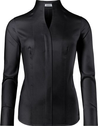 Vincenzo Boretti Klassische Bluse leicht tailliert Kelchkragen