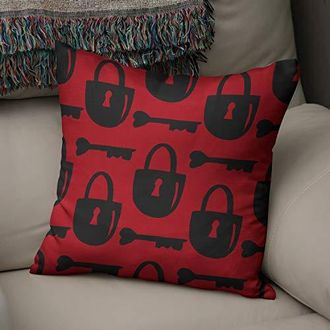 Bonamaison Le Jardin du Lin Kissen Zierkissenbezug Kissenbezug, Rot schwarz Dekoration, Für Zuhause Autos Büro Sofa Wohnzimmer Couch Schlafzimmer Dekor, 50x50 Cm