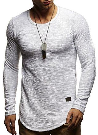 LEIF NELSON Pull en tricot pour homme col rond LN-8133, gris, XXL