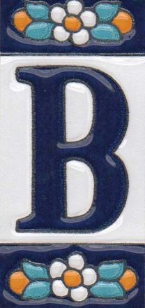 Generic Hausnummern und Buchstaben aus Keramik, mit blauem Blumenmuster, Buchstabe B