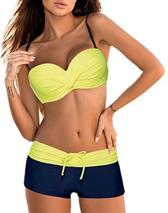 Generic Bikini pour femme - Sexy et &eacute;l&eacute;gant - Deux pi&egrave;ces - Col en V - Triangle - Push Up - Bikini - Maillot de bain - Maillot de bain incurv&eacute; - Haut de bikin