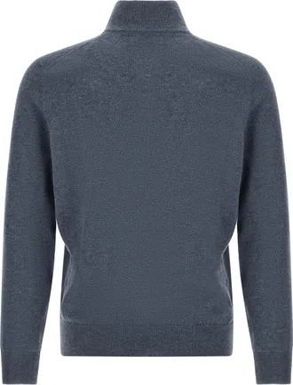 Brunello Cucinelli Half-Zip Cashmere Sweater - slate blue