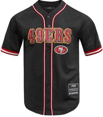 Pro Standard Mens NFL San Francisco 49Ers Mesh Button-down Mesh Top Schwarz/Rot 2XL