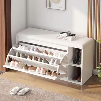 Generic Schuhbank F&uuml;r Den Eingang, Platzsparender Schuhschrank Mit Sitz, Kleine Eingangsbank F&uuml;r Kleine Haushalte, Ideal F&uuml;r Haust&uuml;ren und Eingangsflure,White