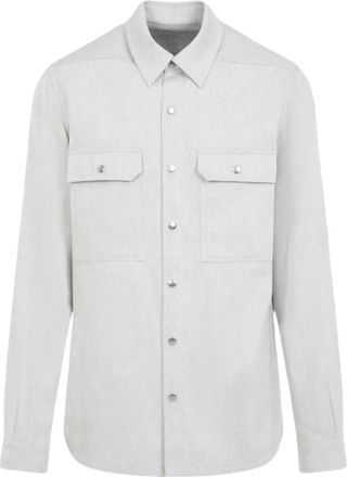 Rick Owens Homme, Chemises, Blanc, Taille: L Chemise &agrave; Manches Longues et Boutons-Pression