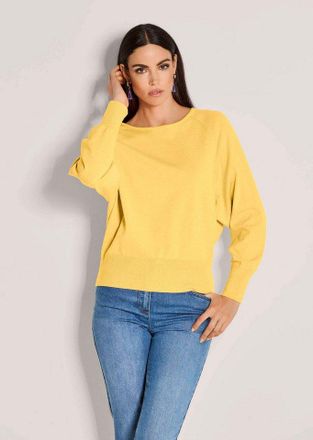 Madeleine Strickpullover Basic Strickpullover mit Fledermaus&auml;rmeln Langarm Strickoberteil mit U-Boot-Ausschnitt, Raglan&auml;rmeln