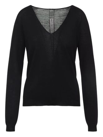 Rick Owens pull en laine à col v - Noir