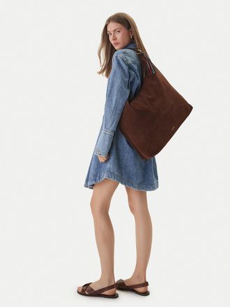 Tommy Hilfiger Handtasche Tommy Hilfiger Th Statement Leather Hobo Suede AW0AW18403 Braun